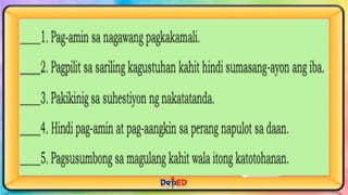 esp 4 quarter 1 week 1 pagsasabi ng katotohanan | PPTX