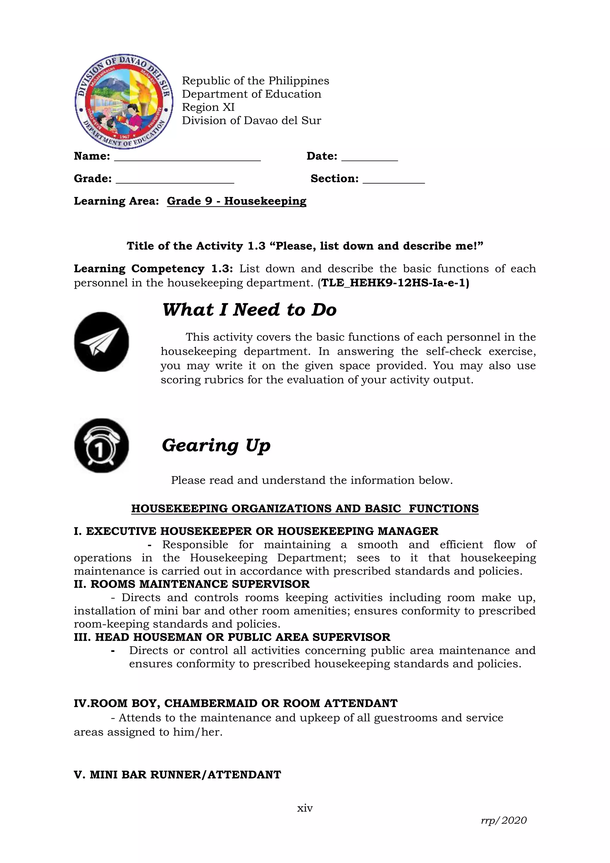 Q1 Wk 1 Activity Sheets - Housekeeping.docx