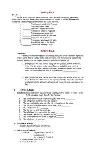 Q1 wk 1 fantasy and reality | DOCX