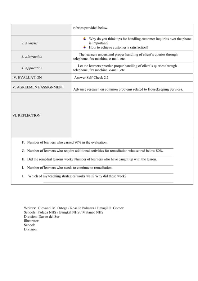 Q1 Wk3 DLP- Housekeeping.docx | Educational Assessment | Education