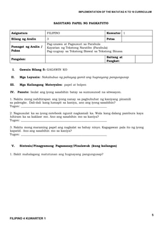 Q1_WS_Filipino 4_Lesson 3 eek four filipino grade 8 considerate | PDF
