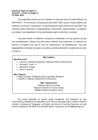 Q1_WS_Filipino 4_Lesson 4_Week 4.pdf2023 | PDF