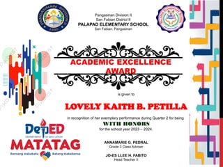 Q2-Certificate-TEMPLATE.pptx for second quarter | PPT