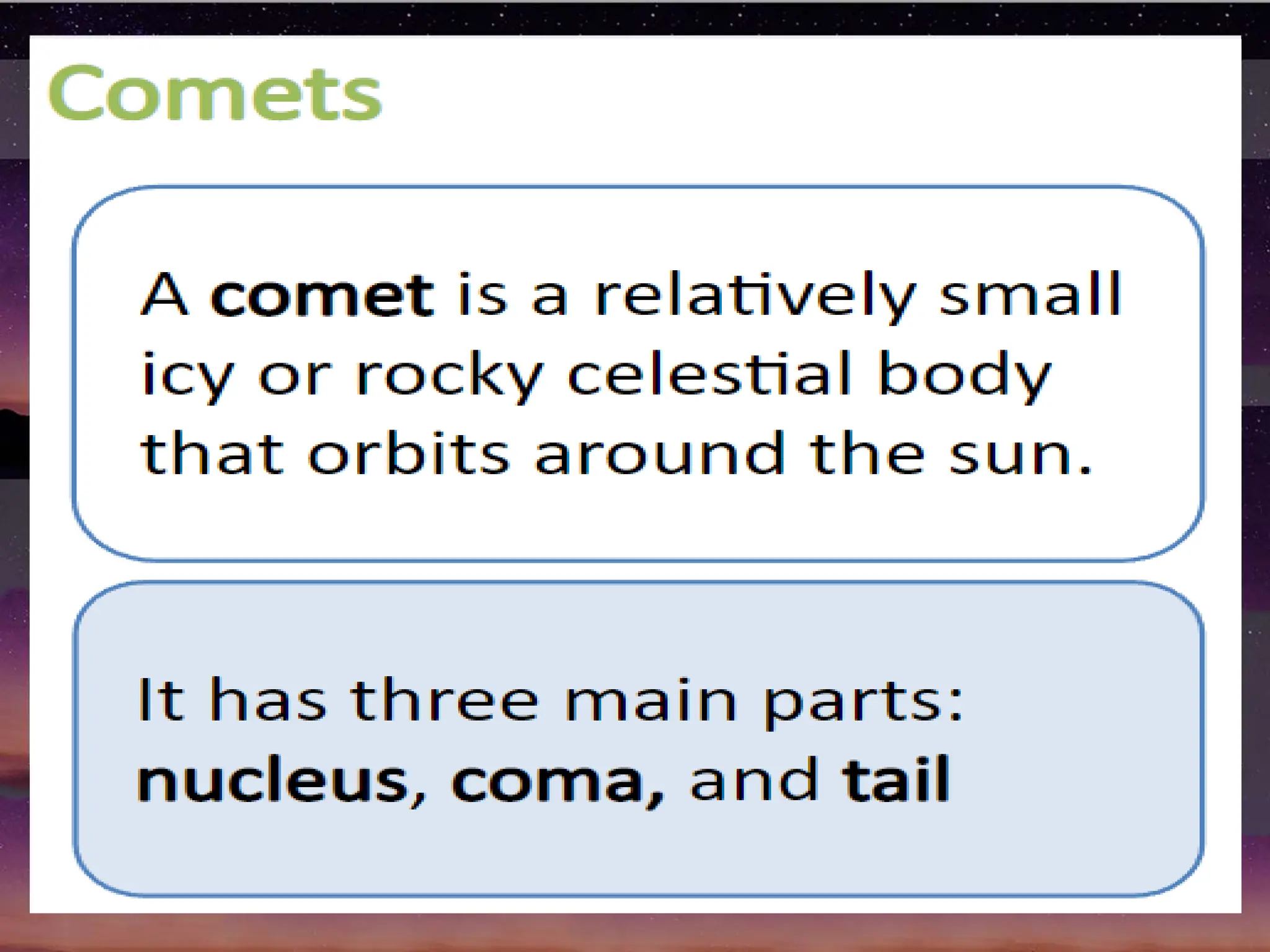 q2-comets-CO.ppt second quarter science 8 | PPT