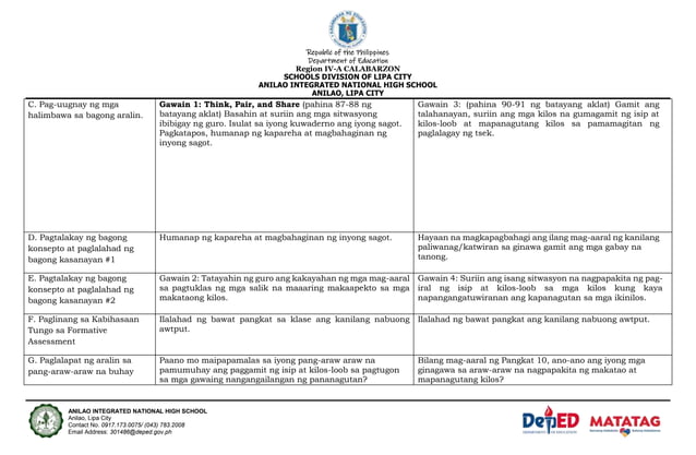 DLL EsP 10 2nd Quarter - Week 1 SY 23-24 | DOCX