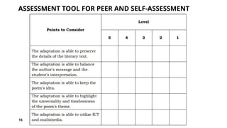 Q2 - M4 - Self and Peer Assessment of Creative Adaptation of a Literary ...