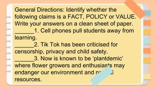 Q2-M5-Claims of Fact, Value and Policy.pptx
