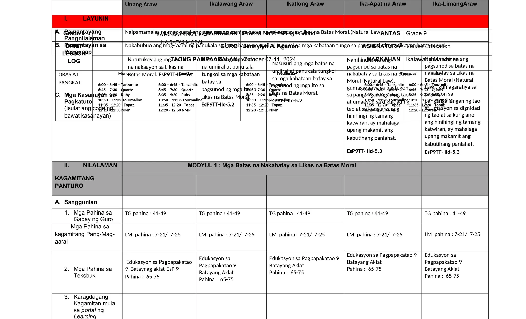 Q2-W2-DLL - Natutukoy ang mga batas na nakaayon sa Likas na Batas Moral ...