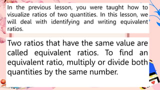 Identifying Ratios in Mathematics 5 and Visualizing Rstios | PPTX