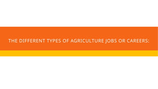 The Different types of Agricultural Jobs or Careers | PPTX