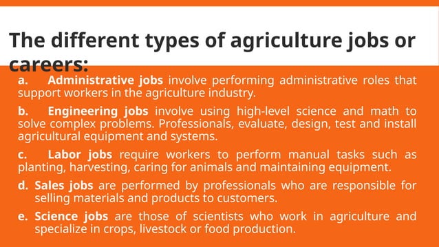 The Different types of Agricultural Jobs or Careers | PPTX