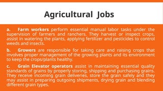 The Different types of Agricultural Jobs or Careers | PPTX