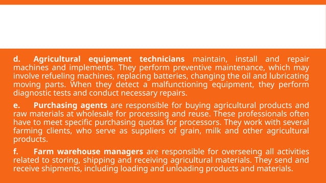 The Different types of Agricultural Jobs or Careers | PPTX
