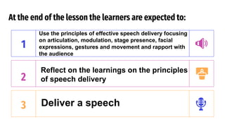 SPEECH DELIVERY ( LESSON 8-9-ORAL COMMUNICATION) | PDF