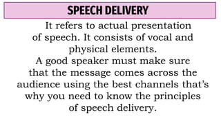 SPEECH DELIVERY ( LESSON 8-9-ORAL COMMUNICATION) | PDF