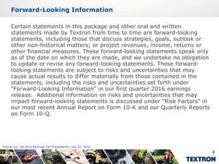 Textron Q2 2016 earnings presentation | PDF