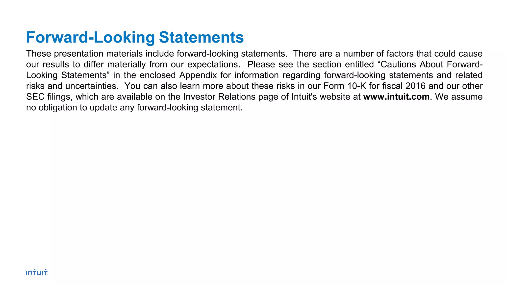 Intuit Investor Presentation November 2016 | PPT