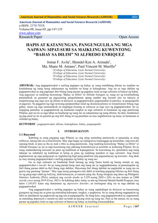 HAPIS AT KATANUNGAN, PANGUNGULILA NG MGA NAIWAN: SIPAT-SURI SA MAIKLING ...