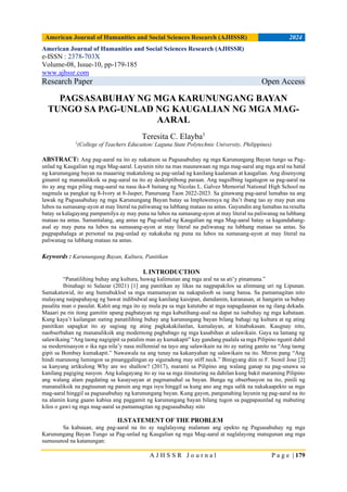 PAGSASABUHAY NG MGA KARUNUNGANG BAYAN TUNGO SA PAG-UNLAD NG KAUGALIAN NG MGA MAGAARAL | PDF