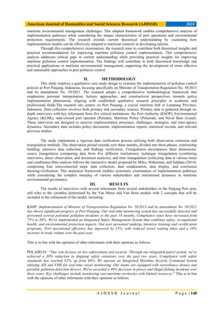 Mitigation Implementation of PERMENHUB No. 58/2013and its amendment No. 39/2021on Maritime ...