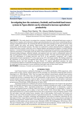 Investigating how the customary, freehold, and leasehold land tenure ...