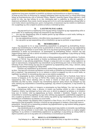 Pagbabago ng Bokabularyo sa Panahon ng Social Media: Isang Pag-aaral sa ...