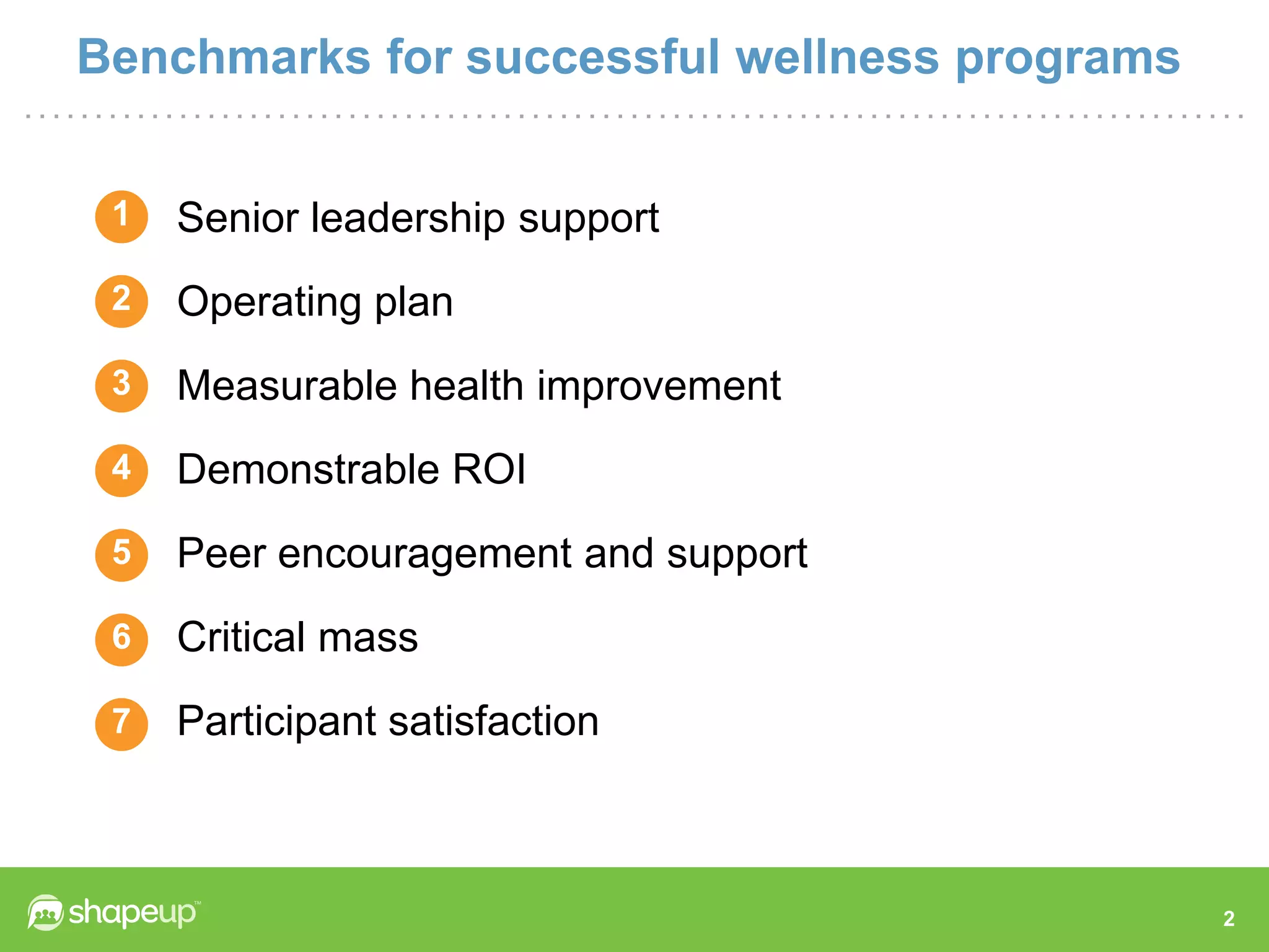 Q2 benchmarks for successful wellness programs | PPTX