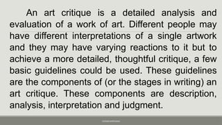 Q2 Critiquing an Artwork Art materials and art techniques | PPTX