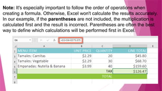 MS Excel Basic Formula and and its Functions | PPT
