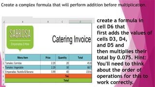 MS Excel Basic Formula and and its Functions | PPT
