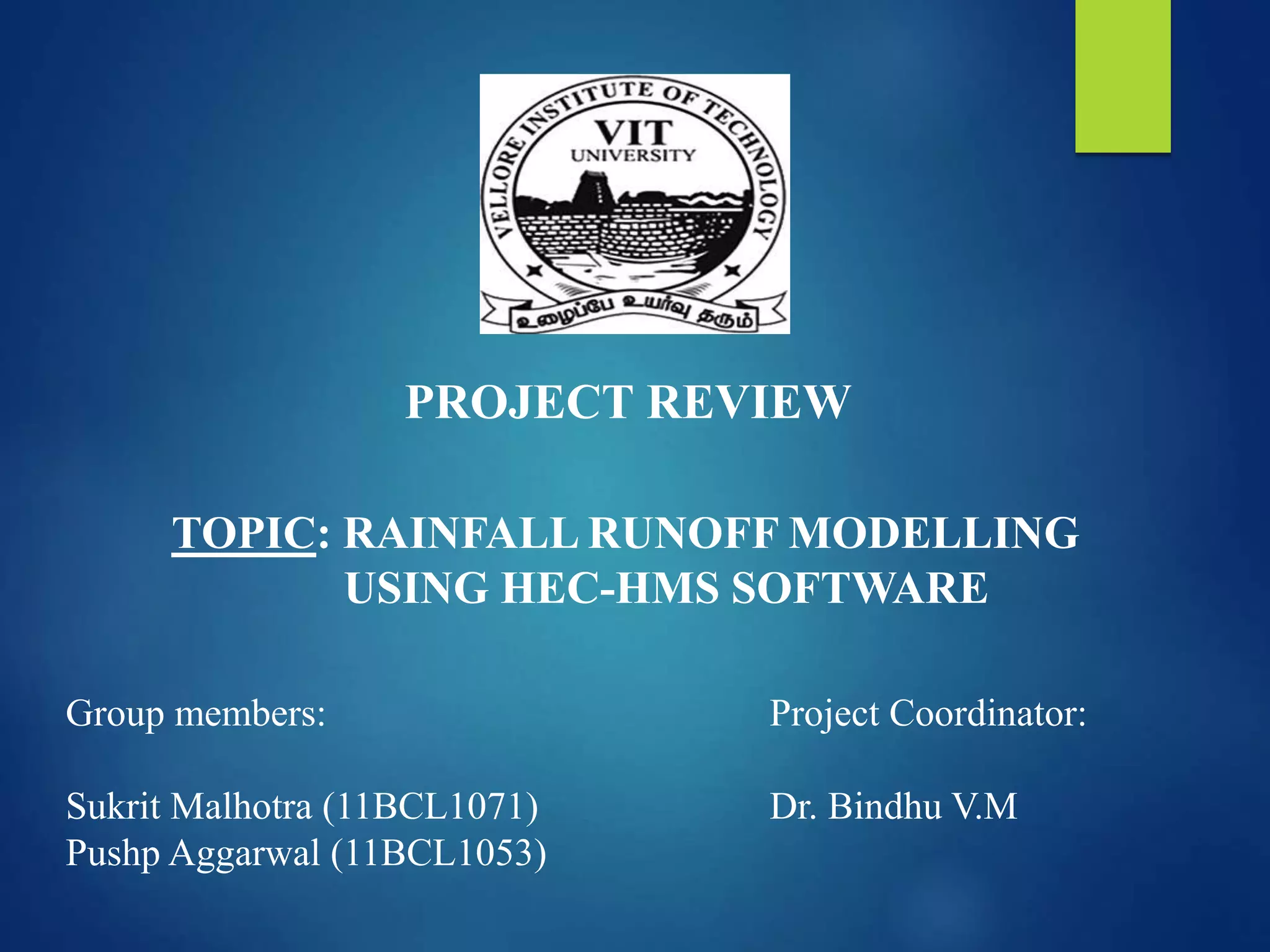 RAINFALL RUNOFF MODELLING USING HEC-HMS | PPTX
