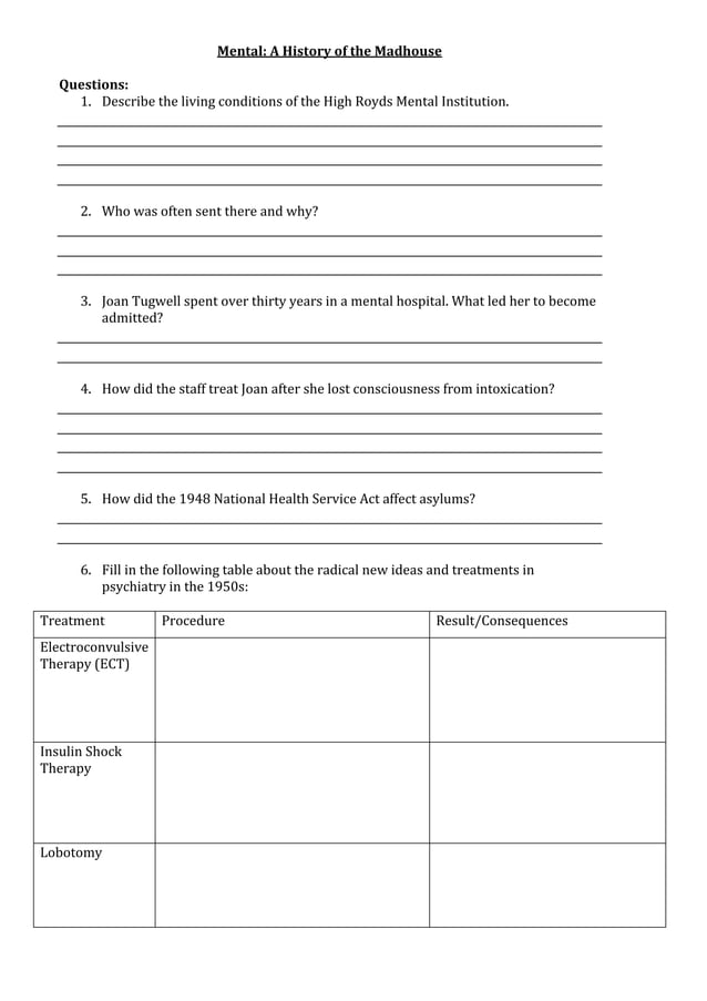 Q2 02 - a history of the madhouse questions | PDF