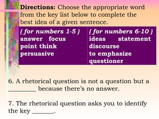 Quarter 2 Lesson 5 RHETORICAL QUESTIONS.ppt