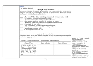 Opinion fact statements claims counter claims | PDF