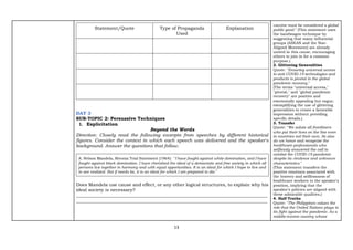 Propaganda devices used in persuasive text | PDF