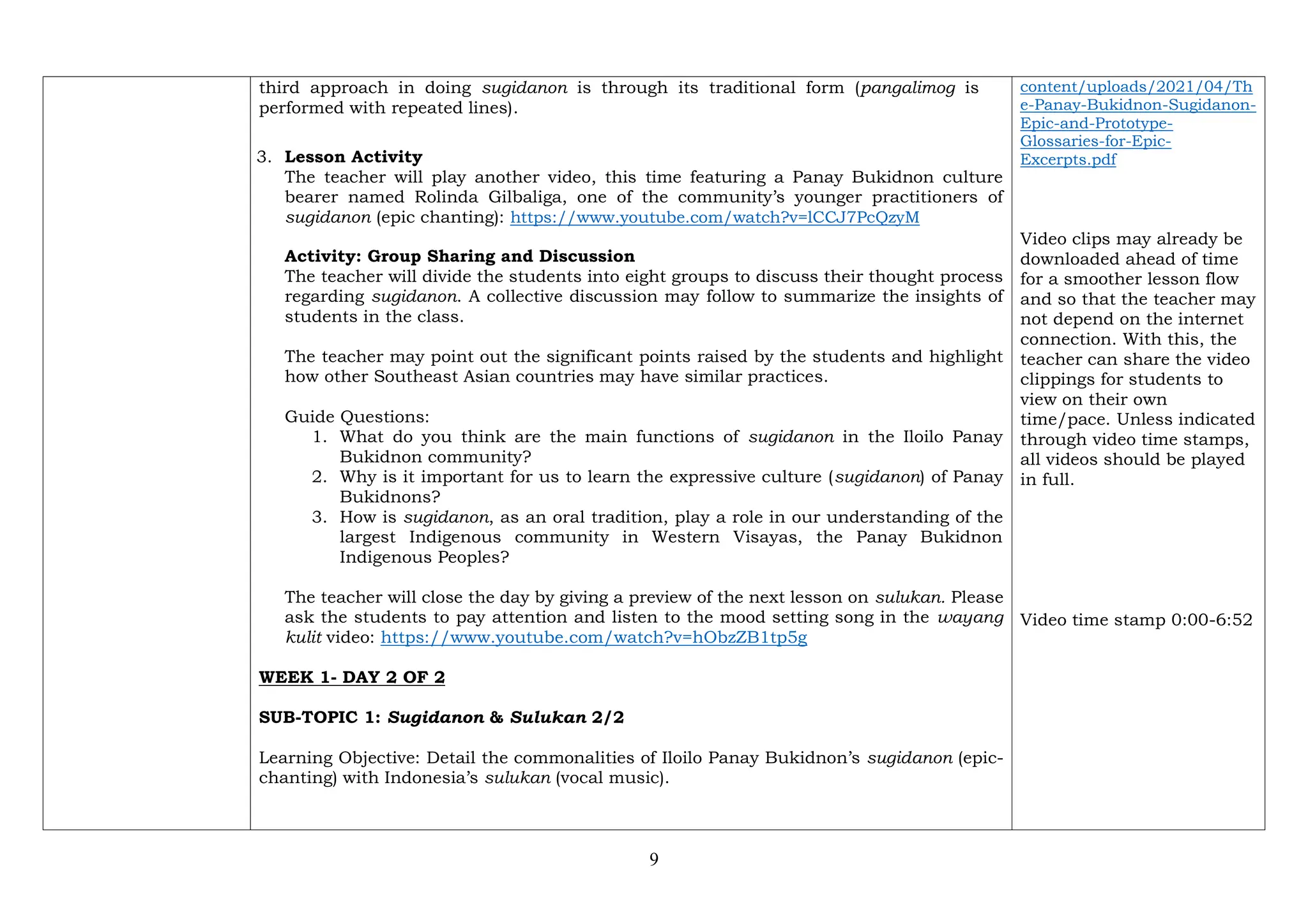 Q2_LE_Music and Arts 7_Lesson 1_Week 1. lesson exemplar | PDF