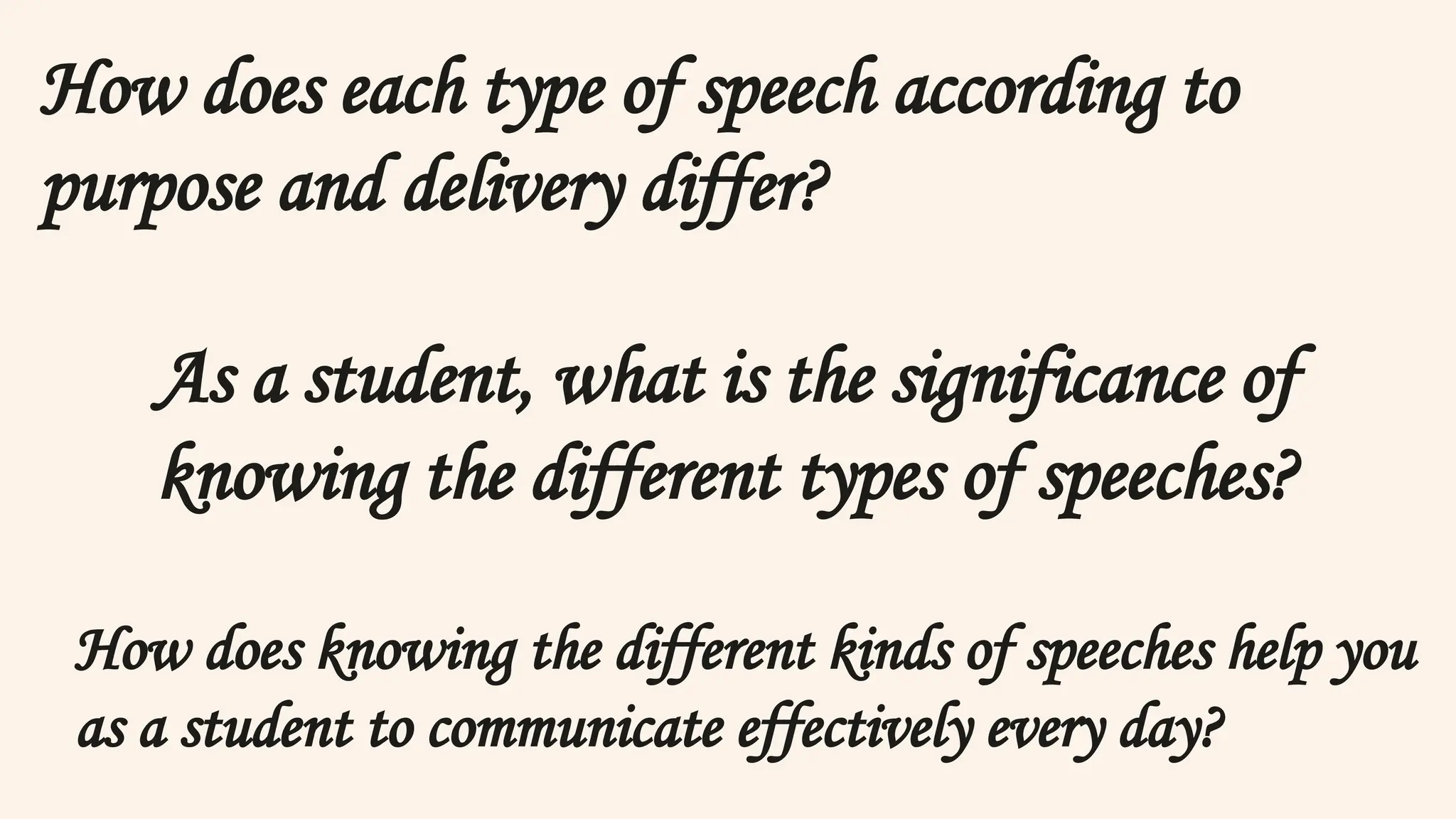 Types of Speech According to Purpose and delivery | PPTX