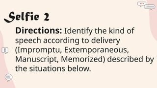 Types of Speech According to Purpose and delivery | PPTX