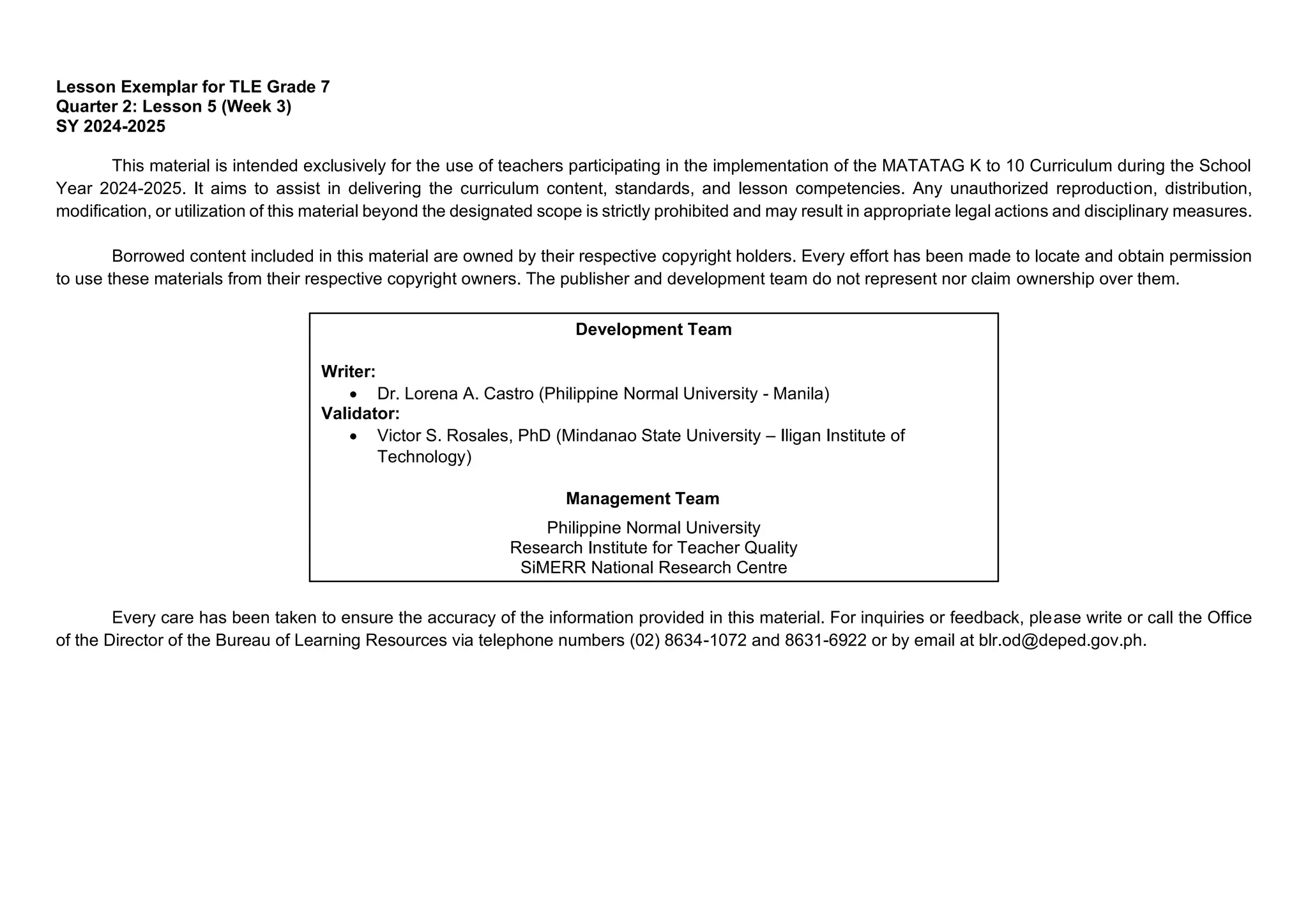 LESSON EXEMPLAR QUARTER 2 TLE 7 MATATAG CURRICULUM | PDF