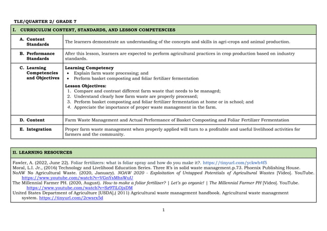 LESSON EXEMPLAR QUARTER 2 TLE 7 MATATAG CURRICULUM | PDF