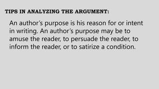 Q2M1 Analyzes the Arguments used by the Writers | PPTX
