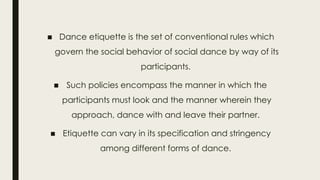 Q2 P.E. 9.pptx. Social dance and Dance etiquette | PPTX