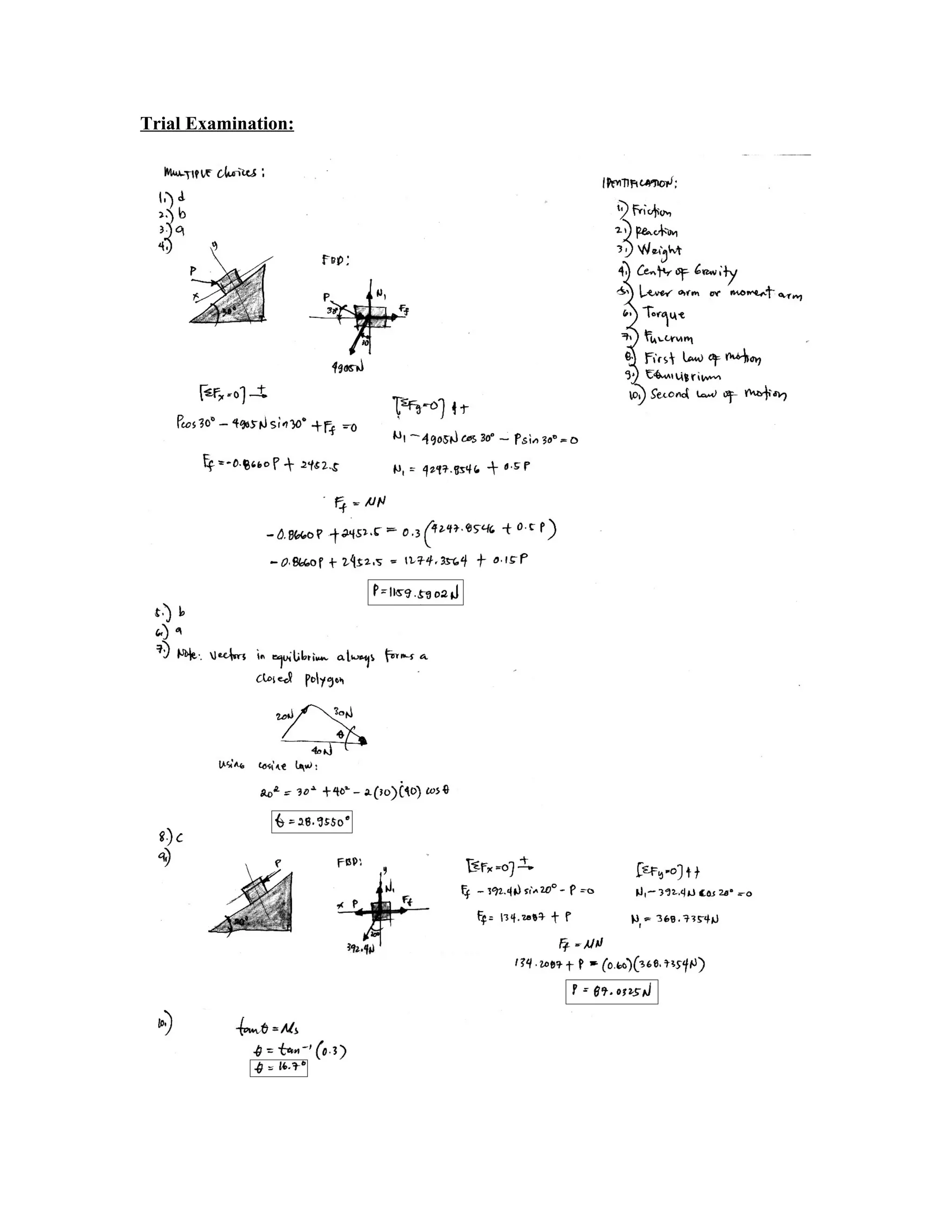 Q2 physics trial answer key | DOC