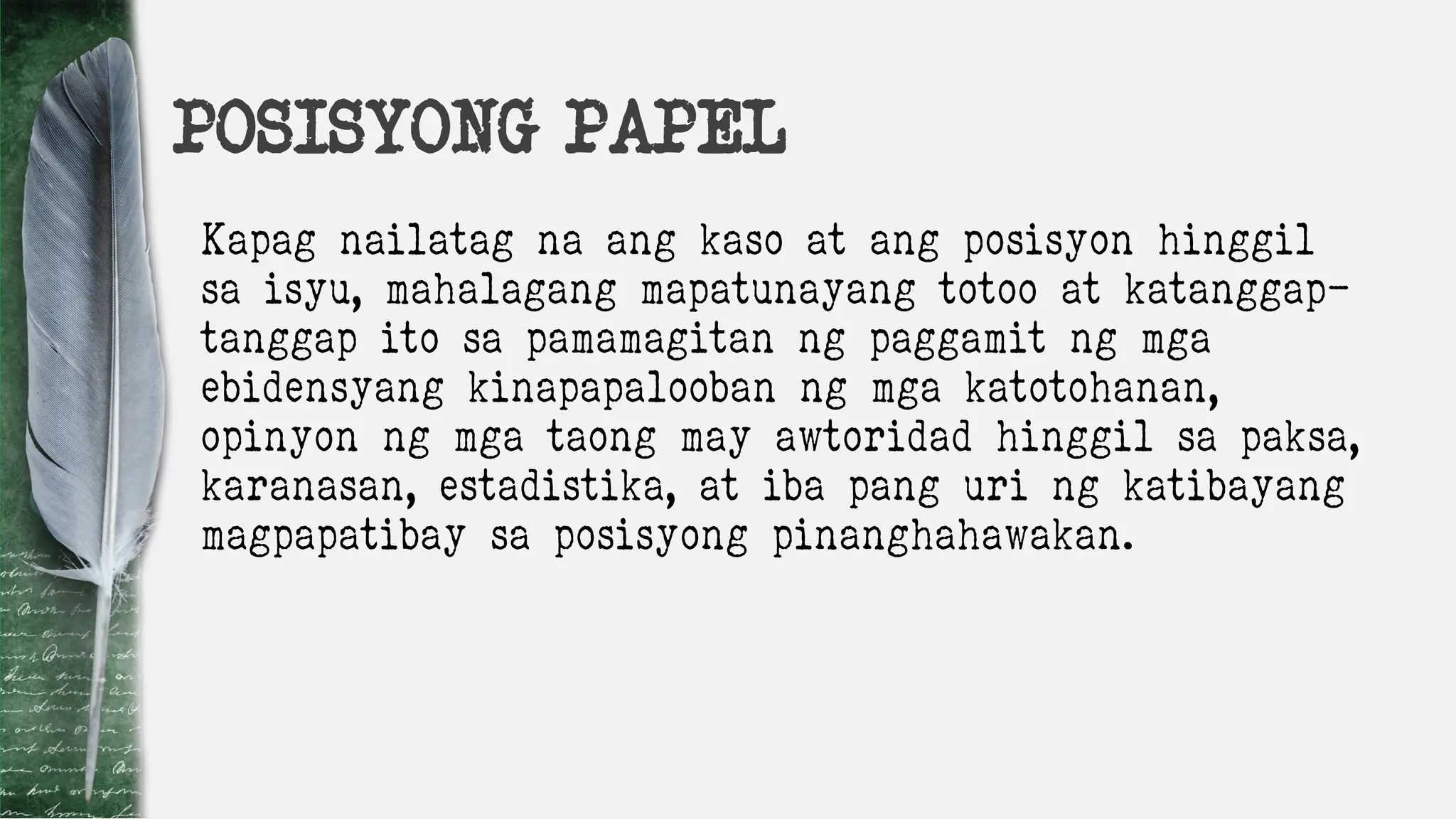 POSISYONG PAPEL.G-12 PILING LARANG AKADEMIK | PDF