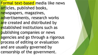 Dimensions of Media and Information – Text | PPTX