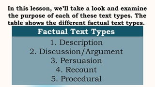 The 5 types of Informational Text Structures | PPTX