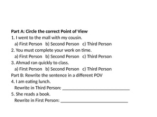 Understanding Point of View, Pronouns, and Sentence Structure in ...