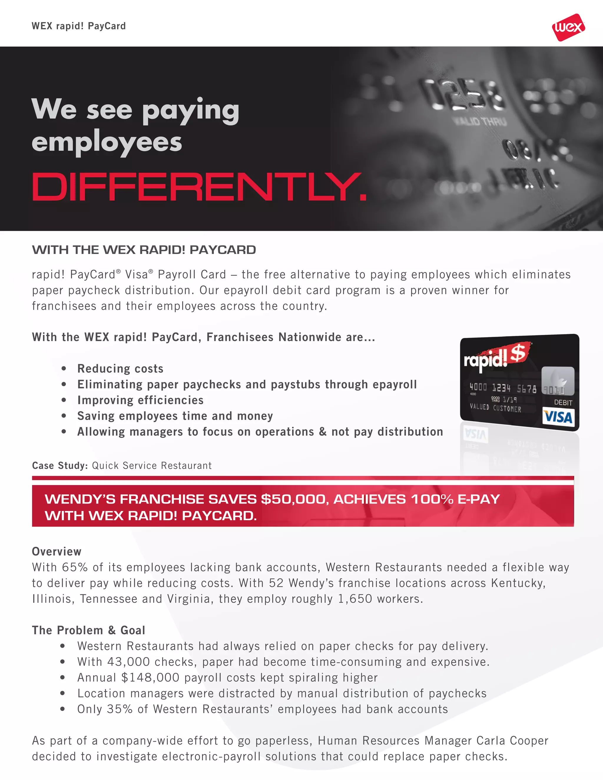 WEX rapid! PayCard - We see paying employees differently | PDF