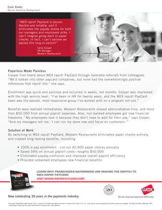 WEX rapid! PayCard - We see paying employees differently | PDF
