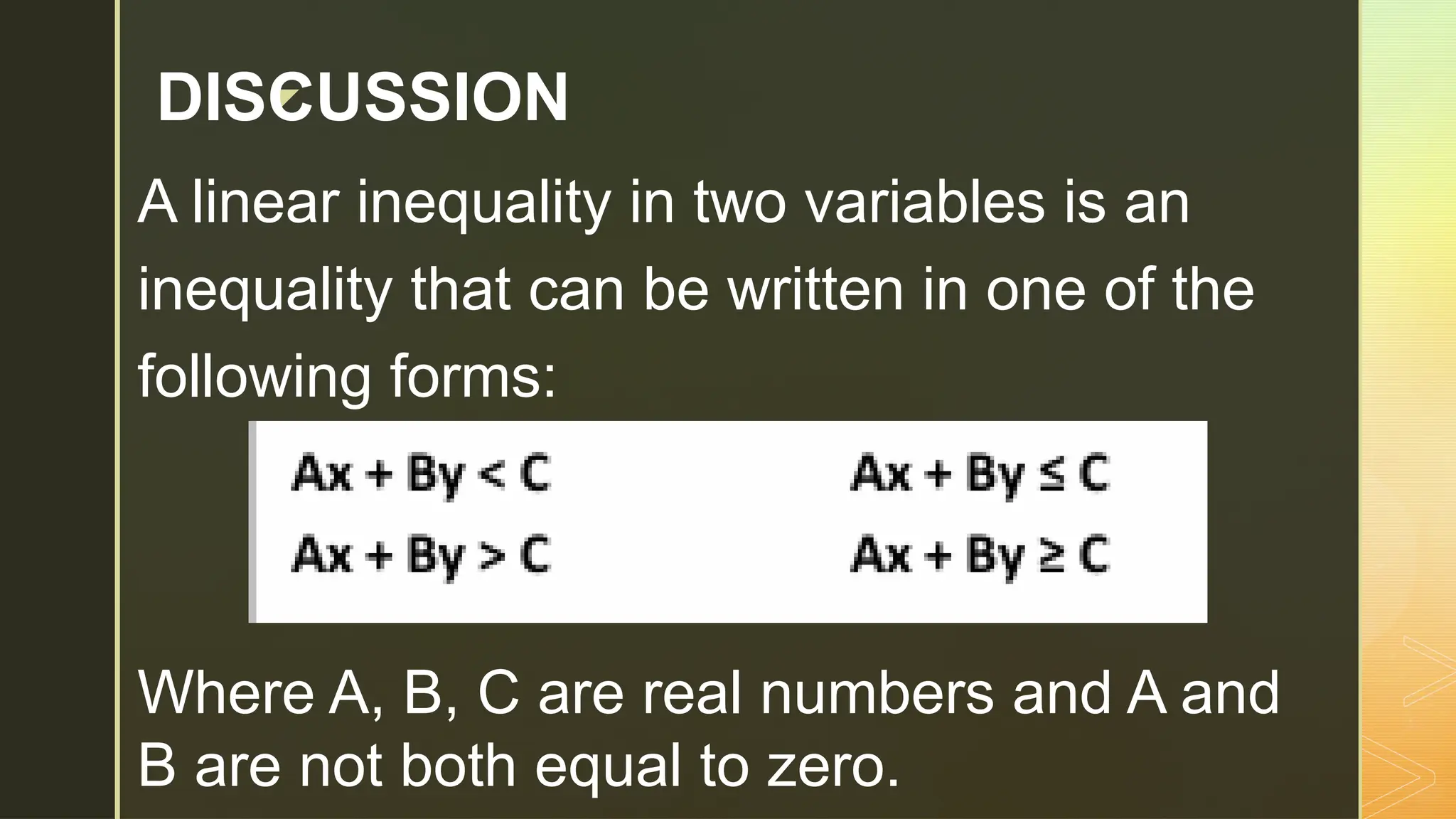 Q2WK1LINEAR INEQUALITIES IN TWO VARIABLES.pptx | Science
